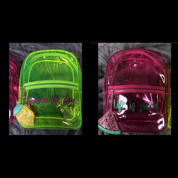 Olivia Miller | Bags | Pink Or Yellow Neon Clear Backpack See Pics ...